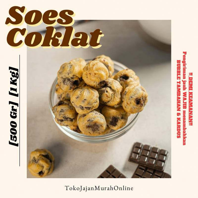 Jual Camilan Snack Soes Kering Isi Coklat Manis Crunchy & Renyah Snack ...