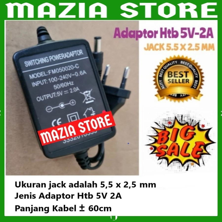 Jual Adaptor Jenis HTB 5V-2A Jack 5.5 X 2.5 Mm | Shopee Indonesia
