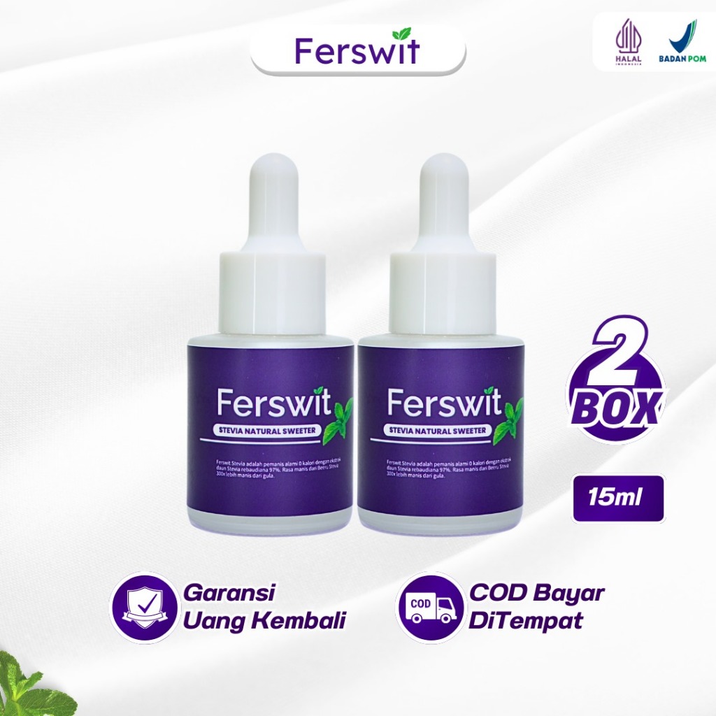 Jual Ferswit Pemanis Alami Gula Stevia Tetes Paket 2 Botol | Shopee ...