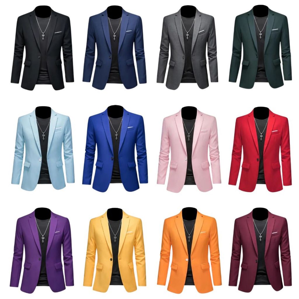 Jual Matjar Najah Jas Blazer Formal Pria Dewasa Slimfit Wisuda Wedding MC Gromsmen Hitam Putih ...