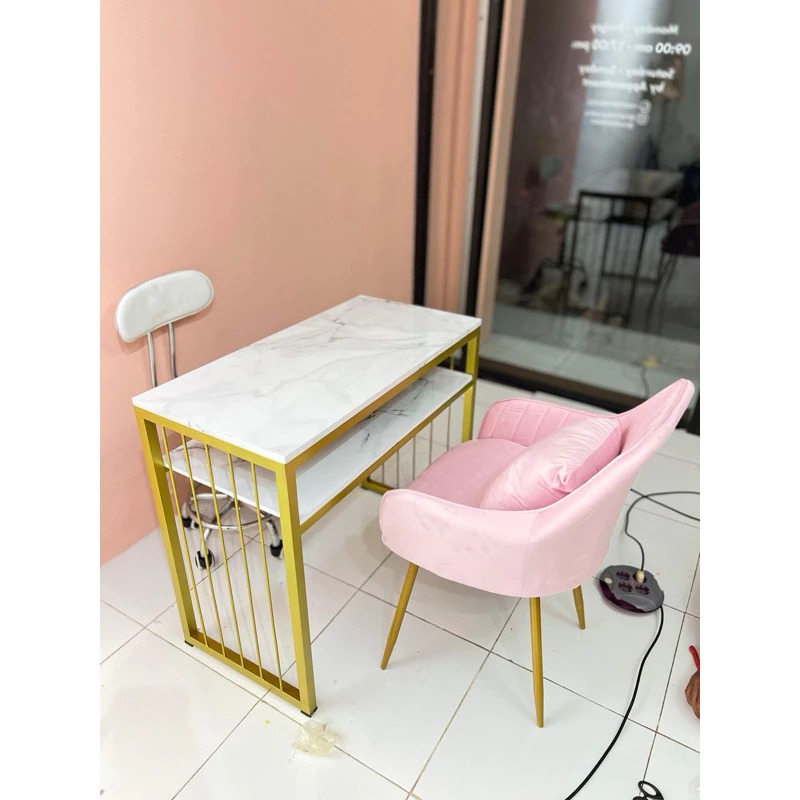 Jual Meja Nail Art Minimalis Murah rangka besi hollo top table motif ...