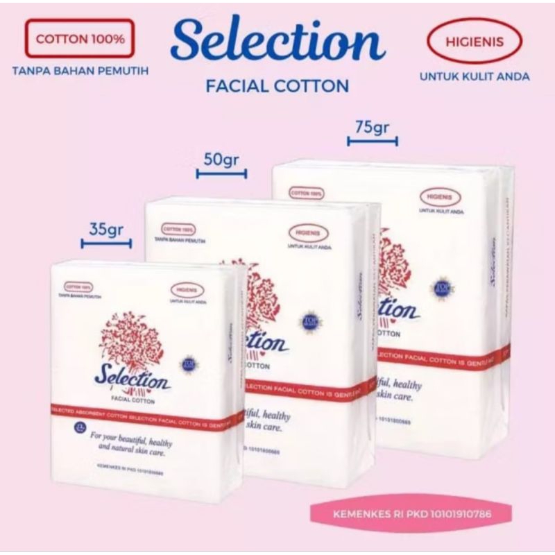 Jual Kapas Kecantikan series merk Selection 35g/50g/100g | Shopee Indonesia
