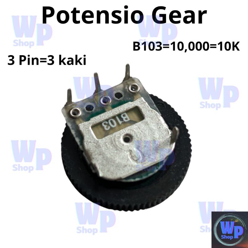 Jual Potensio Gear B103 10K 3 pin 3 kaki | Shopee Indonesia