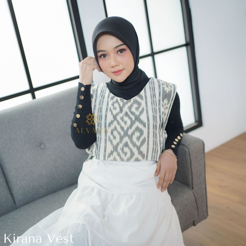 Jual ALVARA Outer Vest Rompi Kirana Putih Motif Tenun Troso Model ...