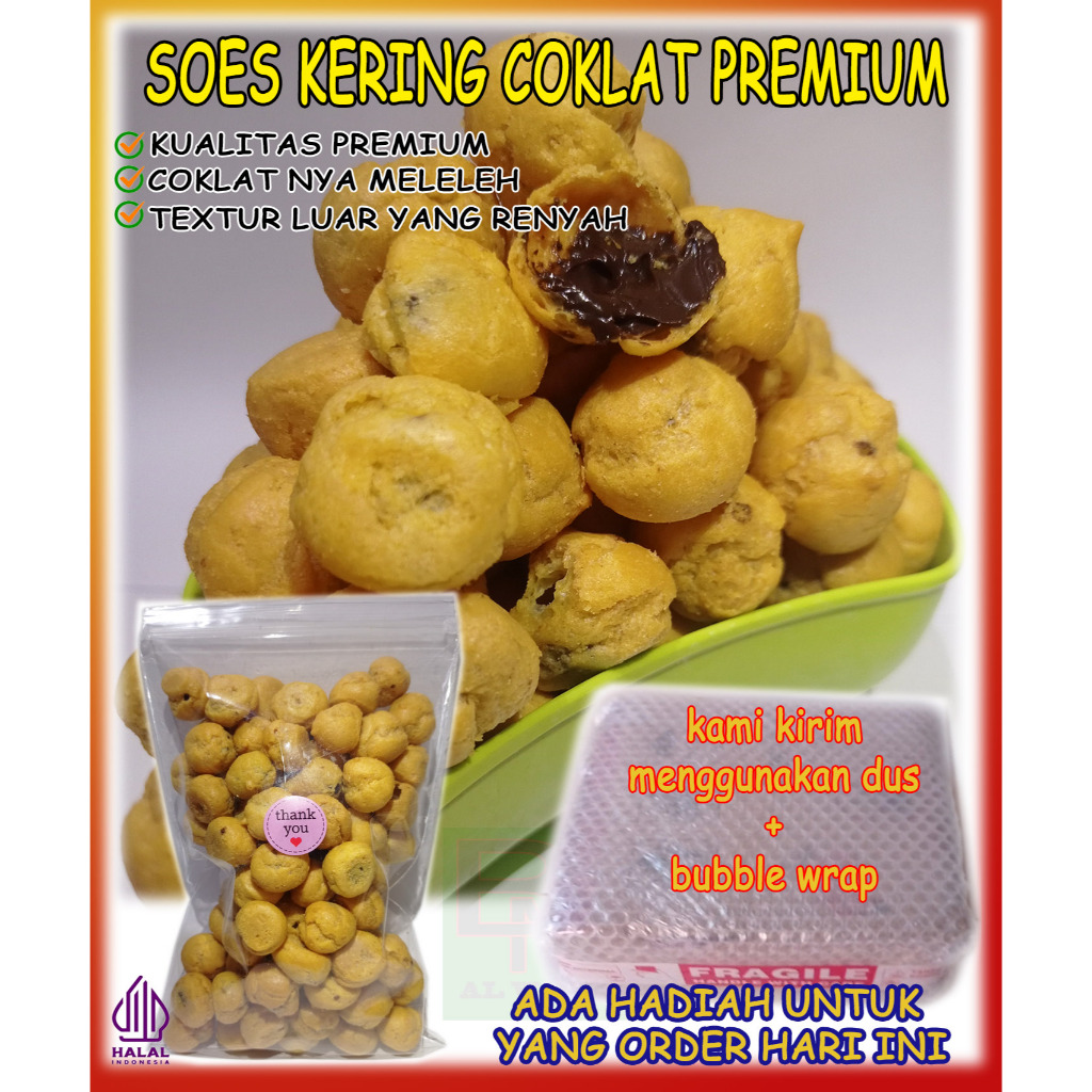 Jual Soes Coklat Cokelat halal Kue Sus Kering Isi soes coklat lumer ...