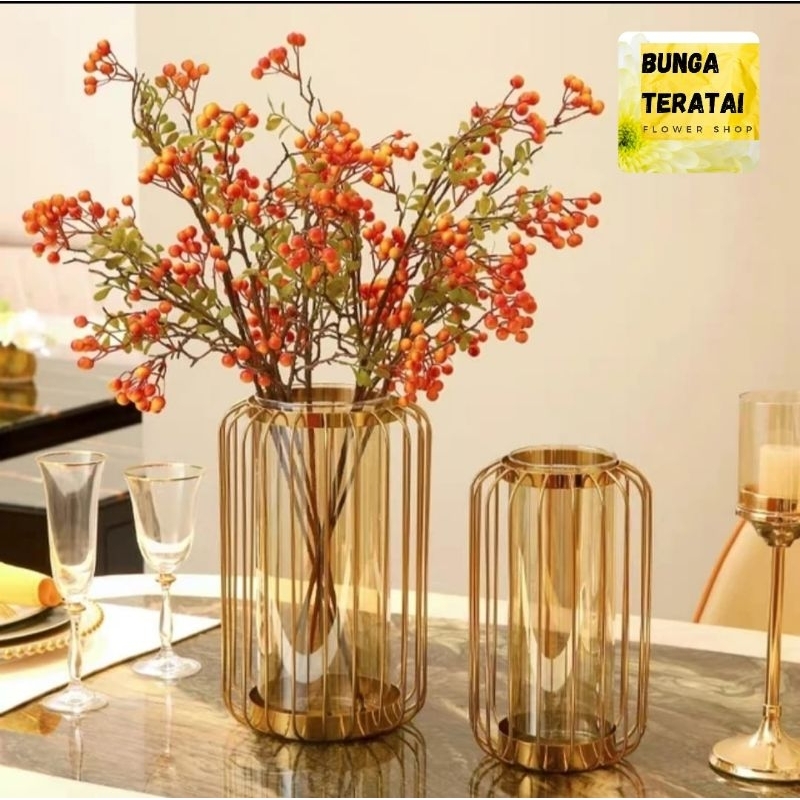 Jual VAS BUNGA EMAS TABUNG KACA DEKORASI RUMAH | Shopee Indonesia