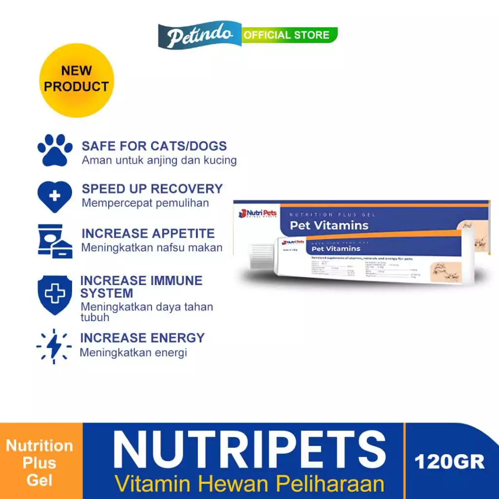 Jual NUTRI PETS ORIGINAL 120 gr - Nutrition Plus Gel Vitamin Suplemen Kucing Anjing Burung ...