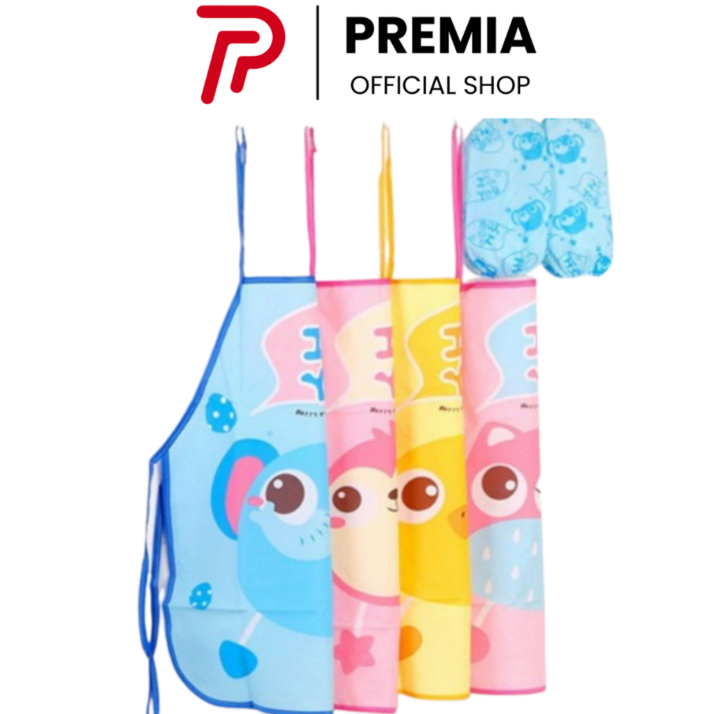 Jual Set Celemek ANAK Apron Karakter Lucu Celemek Dengan Tangan/Sleeve ...
