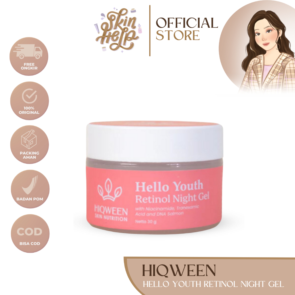 Jual Hiqween - Hello Youth RETINOL NIGHT GEL | REFORMULA - Gel Mask ...