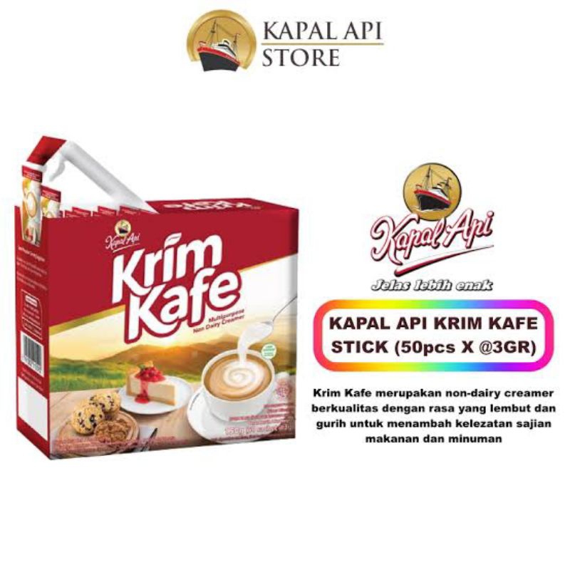 Jual Krimer Kapal Api Krim Kafe Cafe 3gr 1 Box isi 50 Sachet Creamer ...