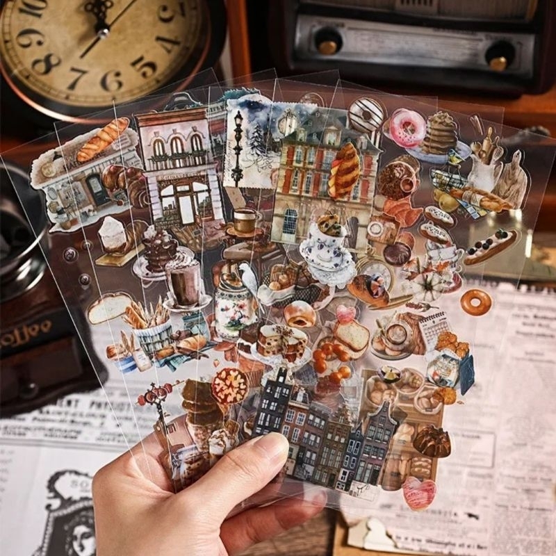 Jual 6 lembar deco sticker ZABC vintage classic PET jurnal diy | Shopee Indonesia