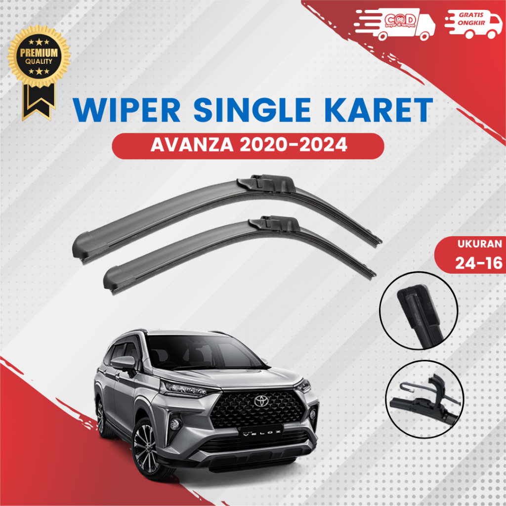 Jual Wiper Frameless Single Karet Mobil AVANZA 2020-2024 Ukuran: 24 - 16 INCI | Shopee Indonesia