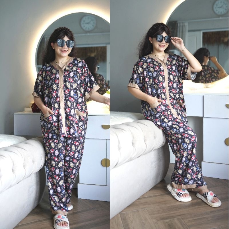Jual Piyama Korean labubu rayon motif premium adem | Shopee Indonesia