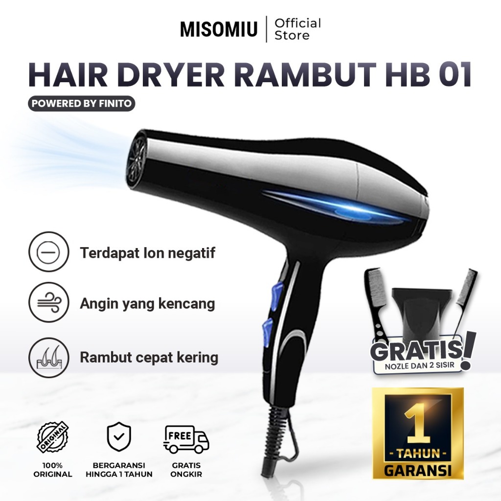 Jual Hair Dryer Pengering Rambut Perawatan Rambut Gratis Noozle & 2 ...