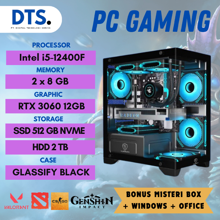 Jual PC Gaming | i5 12400F | RTX 3060 12GB | 512GB NVME | 16GB RAM ...