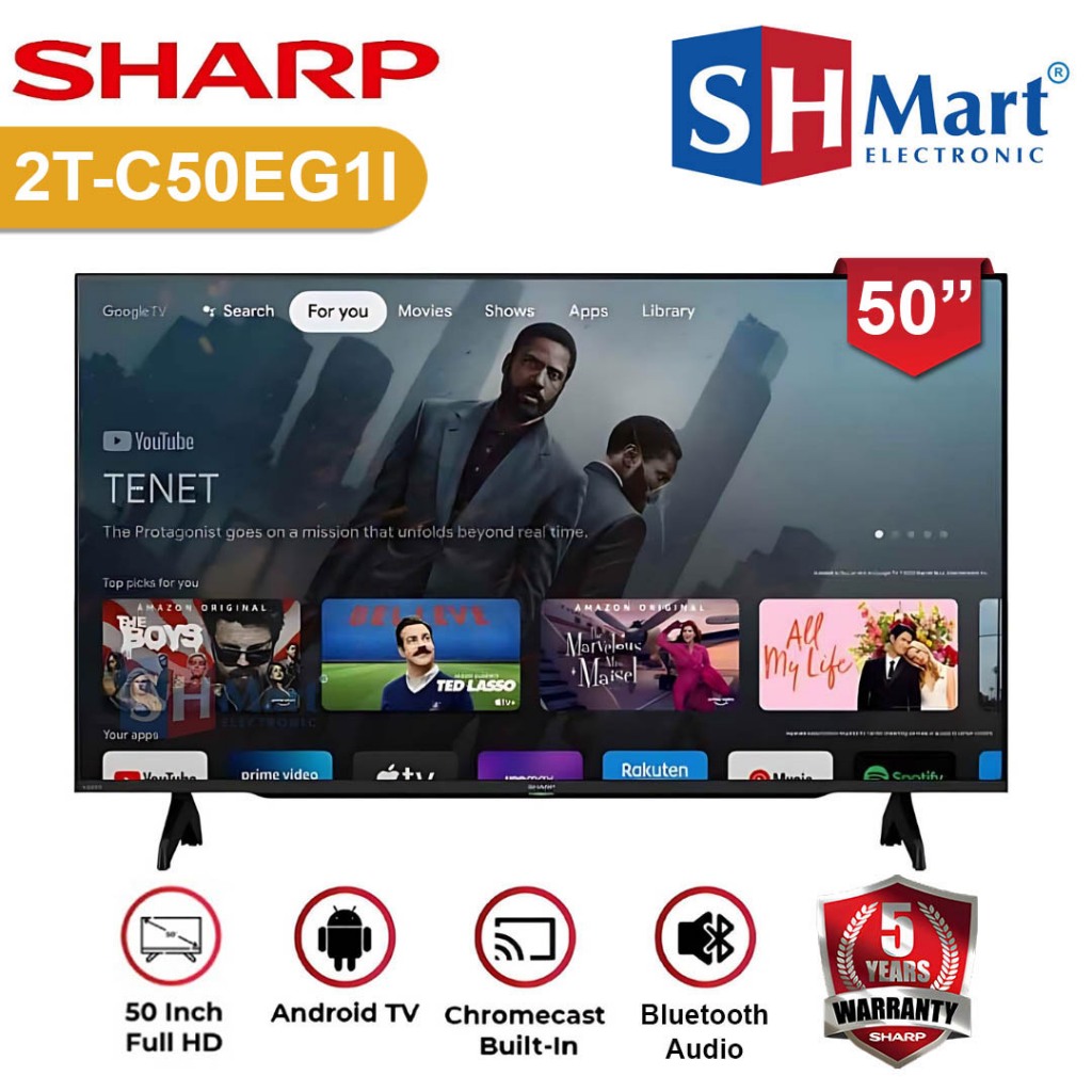 Jual TV SHARP 50 INCH 2T-C50EG1I / 50EG1I ANDROID TV FULL HD GARANSI RESMI | Shopee Indonesia