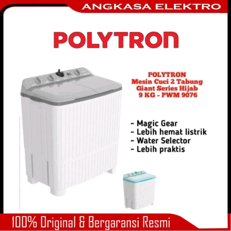 Jual POLYTRON Mesin Cuci 9KG 2 Tabung PWM-9076 Hijab Series Garansi Resmi 3 Tahun | Shopee Indonesia