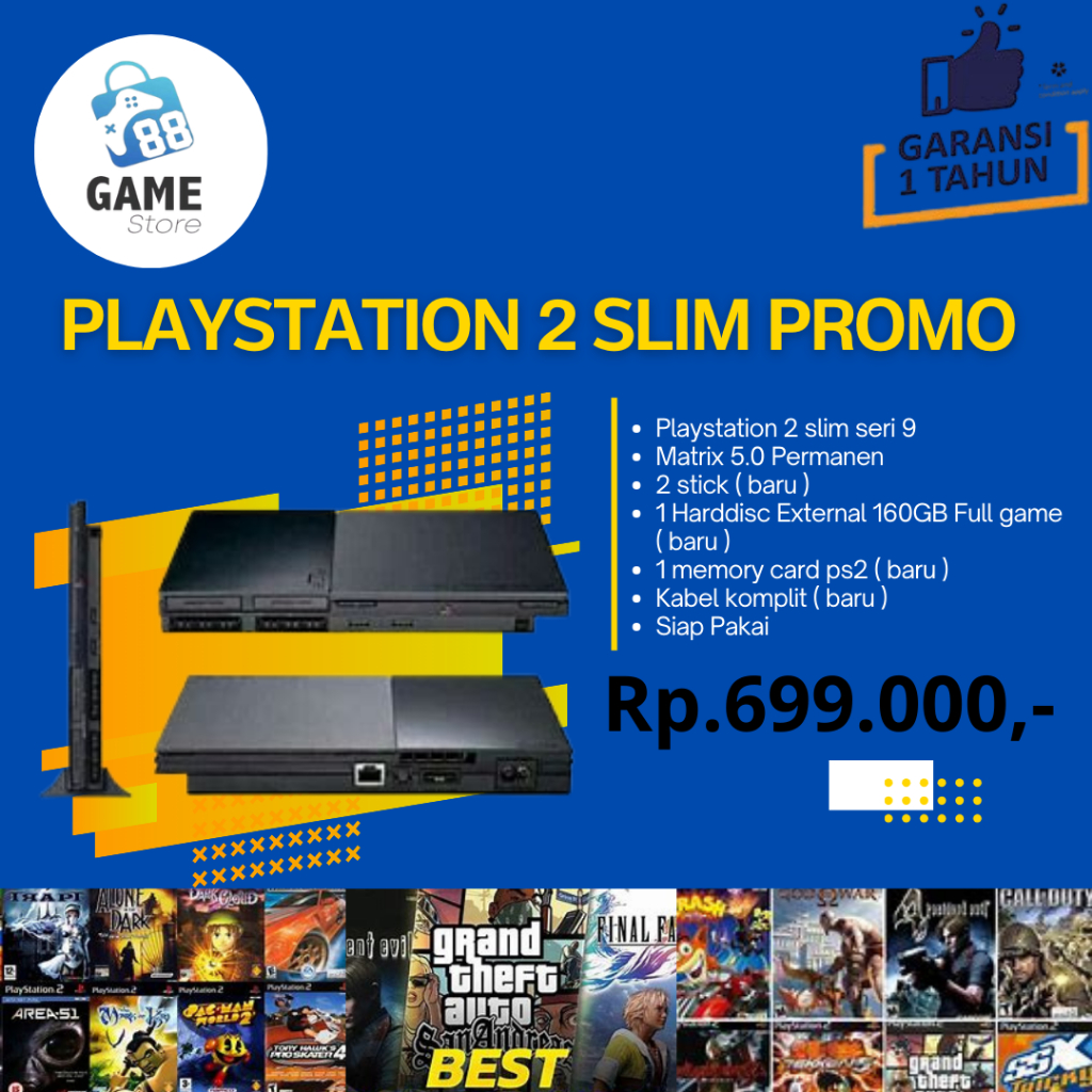 Jual PS2 SLIM HARDDISC | PAKET KOMPLIT SIAP PAKAI | FULL GAME | Shopee ...