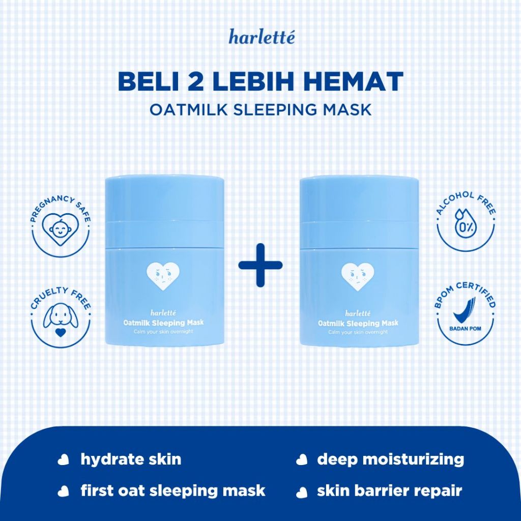 Jual [BELI 2 LEBIH HEMAT] Harlette Oatmilk Sleeping Mask | Acne Prone ...