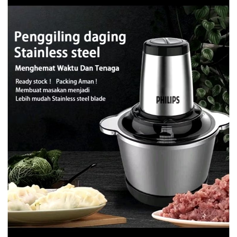 Jual PROMO Chopper Food Phillips Stainless Steel / Blender Penggiling ...