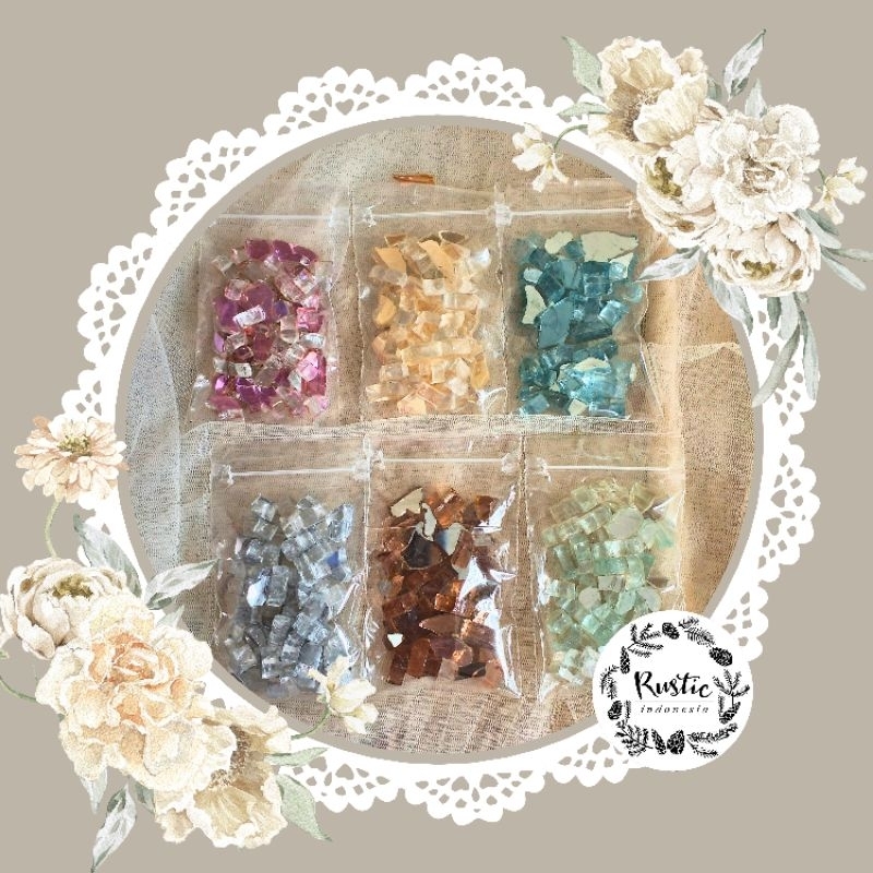 Jual 50 gram bahan kerajinan resin art PECAHAN CERMIN Warna | Shopee ...