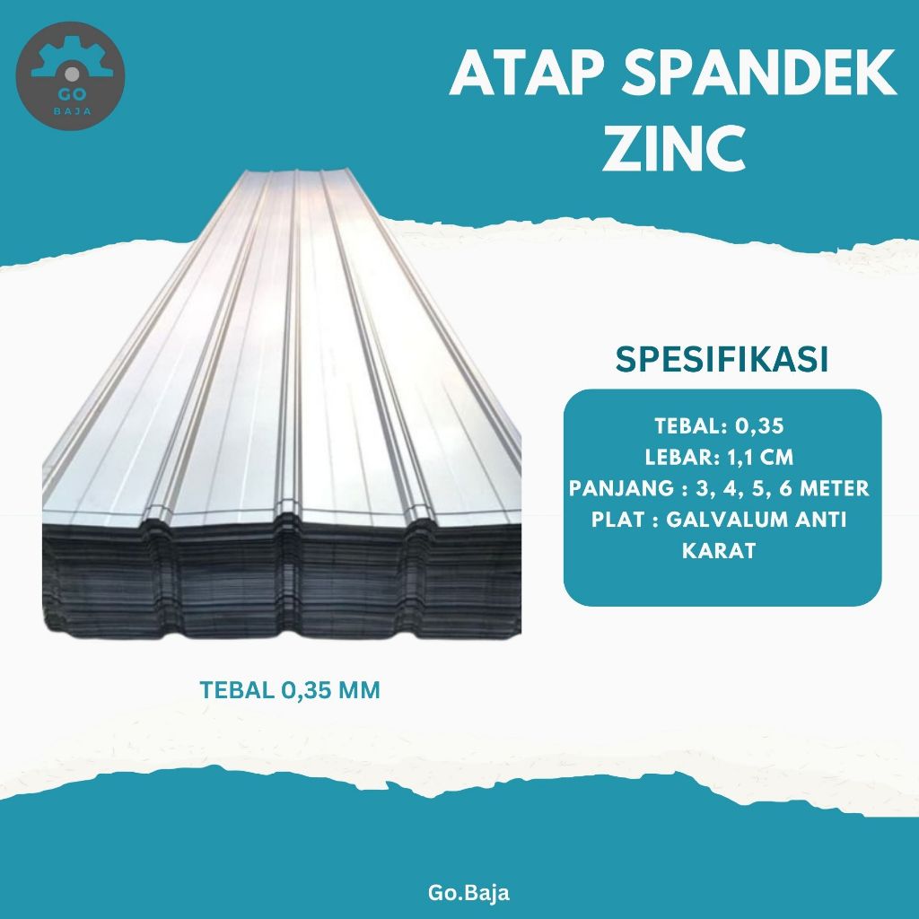 Jual Atap Spandek Zinc Polos 0,35 MM X 1 M | Shopee Indonesia