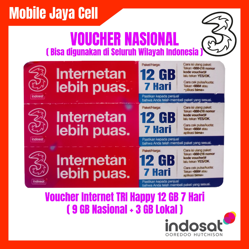 Jual Voucher Internet Tri 12 GB 7 Hari | Shopee Indonesia