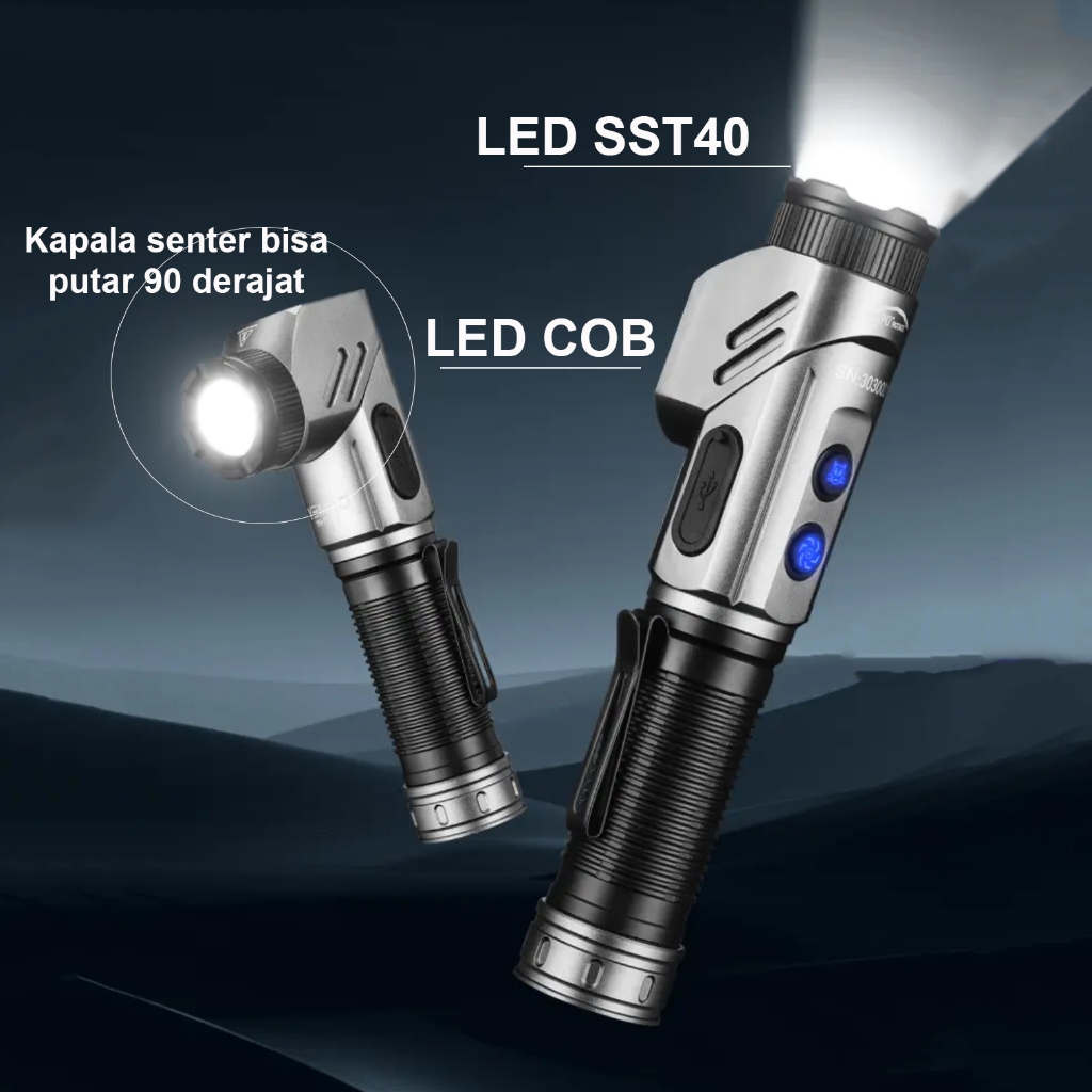 Jual Senter LED YM-F303 LED SST40 & COB Super Terang Waterproof ...
