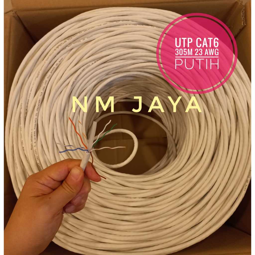 Jual Kabel Lan Utp Cat6 Mimacro Warna Putih 4Pairs Poe Supoort 23AWG 50M 100M 150M 200M 250M ...