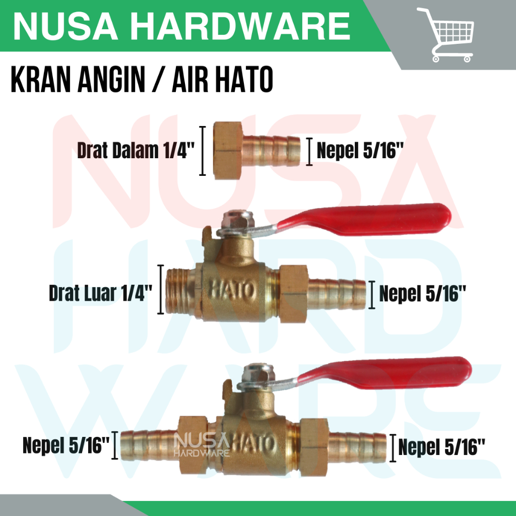 Jual Kran Kompresor Angin HATO Drat 1/4 Inch Nepel 5/16 Inci / Stop ...