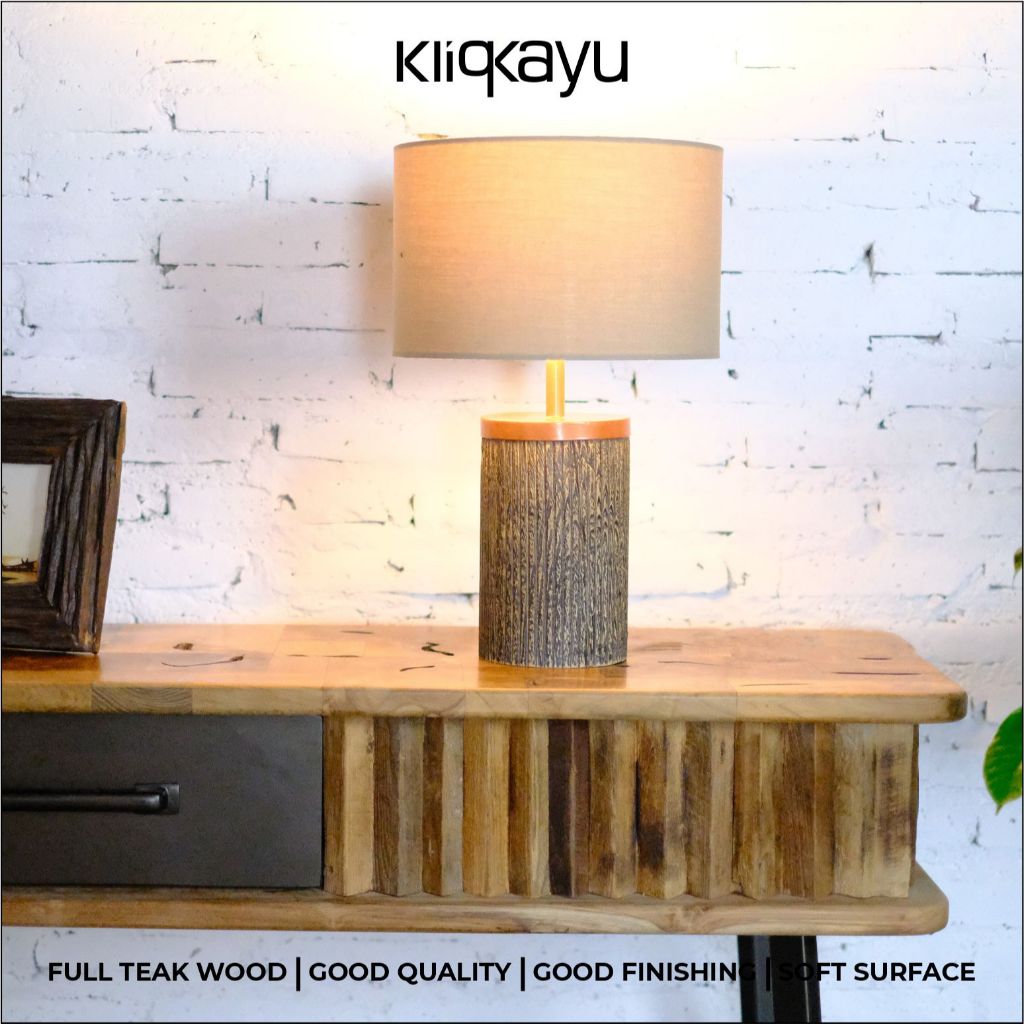 Jual KLIQKAYU Lenor Table Lamp - Brown Curved Line | Lampu Meja ...
