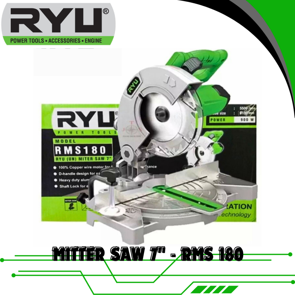 Jual RYU RMS 180 Mesin Potong Alumunium Kayu Miter Saw 7 inch Mesin ...