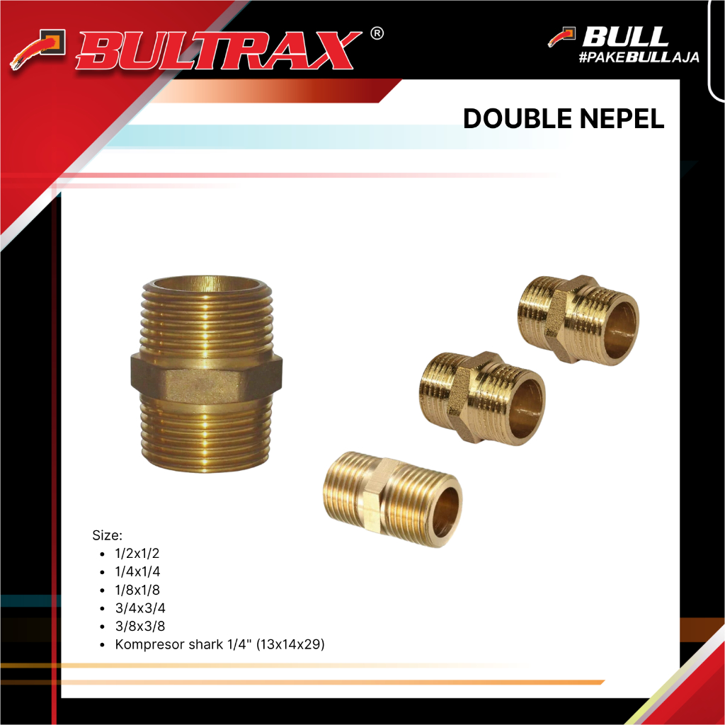 Jual BULTRAX Double nepel kuningan / dobel nepel drat kuningan / dobel nepel kompresor | Shopee ...