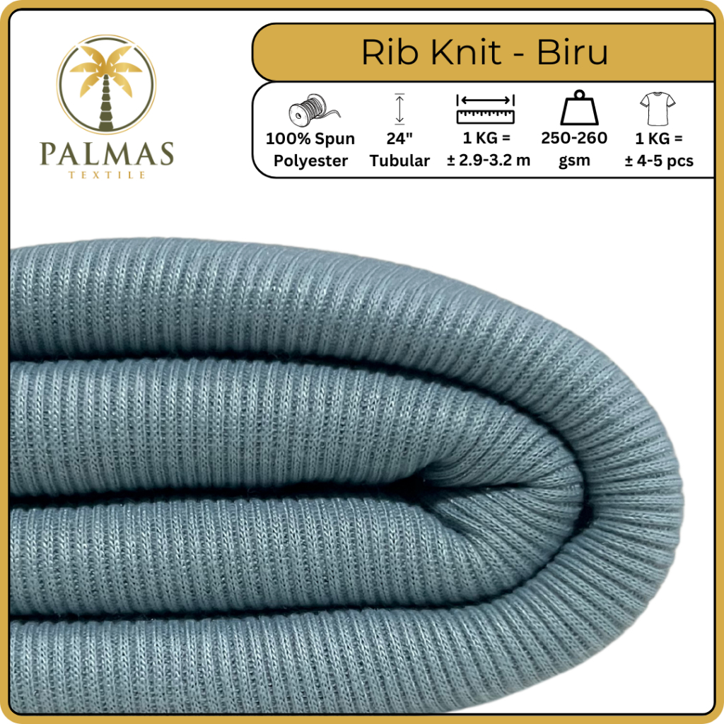 Jual Kain Rib Knit - Biru (Bahan Kaos) | Shopee Indonesia