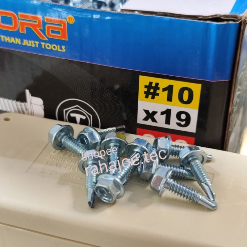 Jual Pack 10pcs Baut Roofing Ruping 10 x 19 Sekrup Baja Ringan Skrup ...