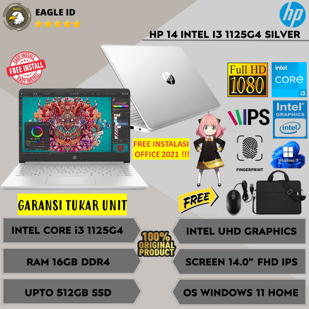 Jual Laptop Baru HP 14 Intel Core i3 1125G4 Ram 16GB 512GB SSD FHD IPS ...
