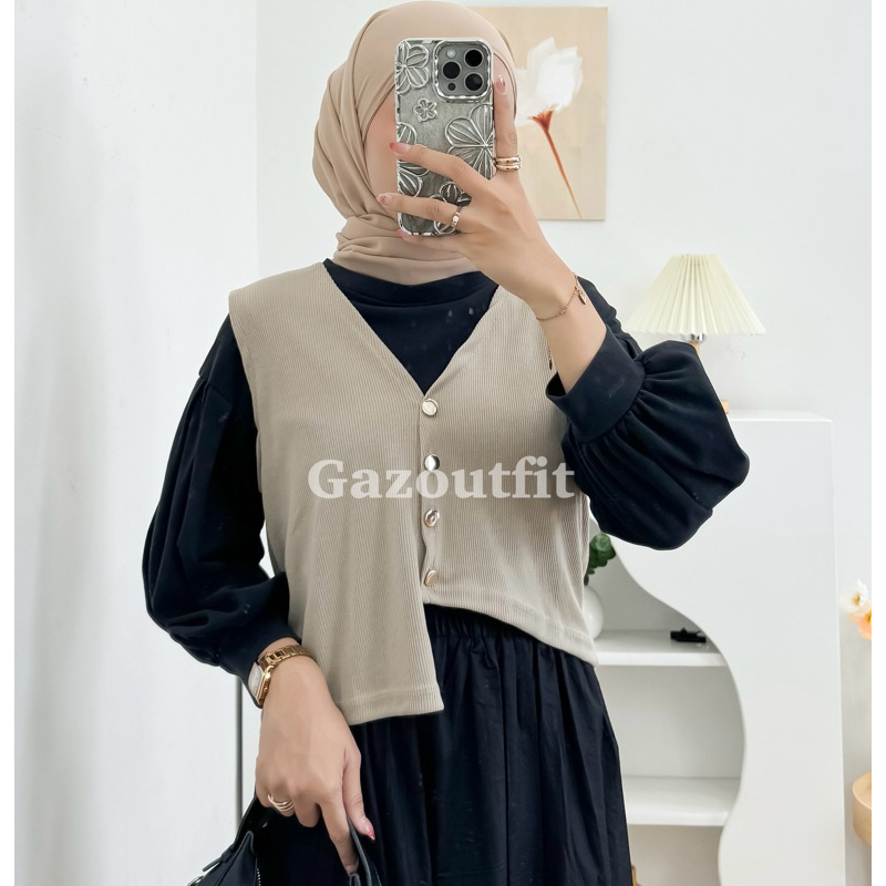 Jual BUTTON ASIMETRIS VEST OUTER KANCING BY GAZOUTFIT | Shopee Indonesia