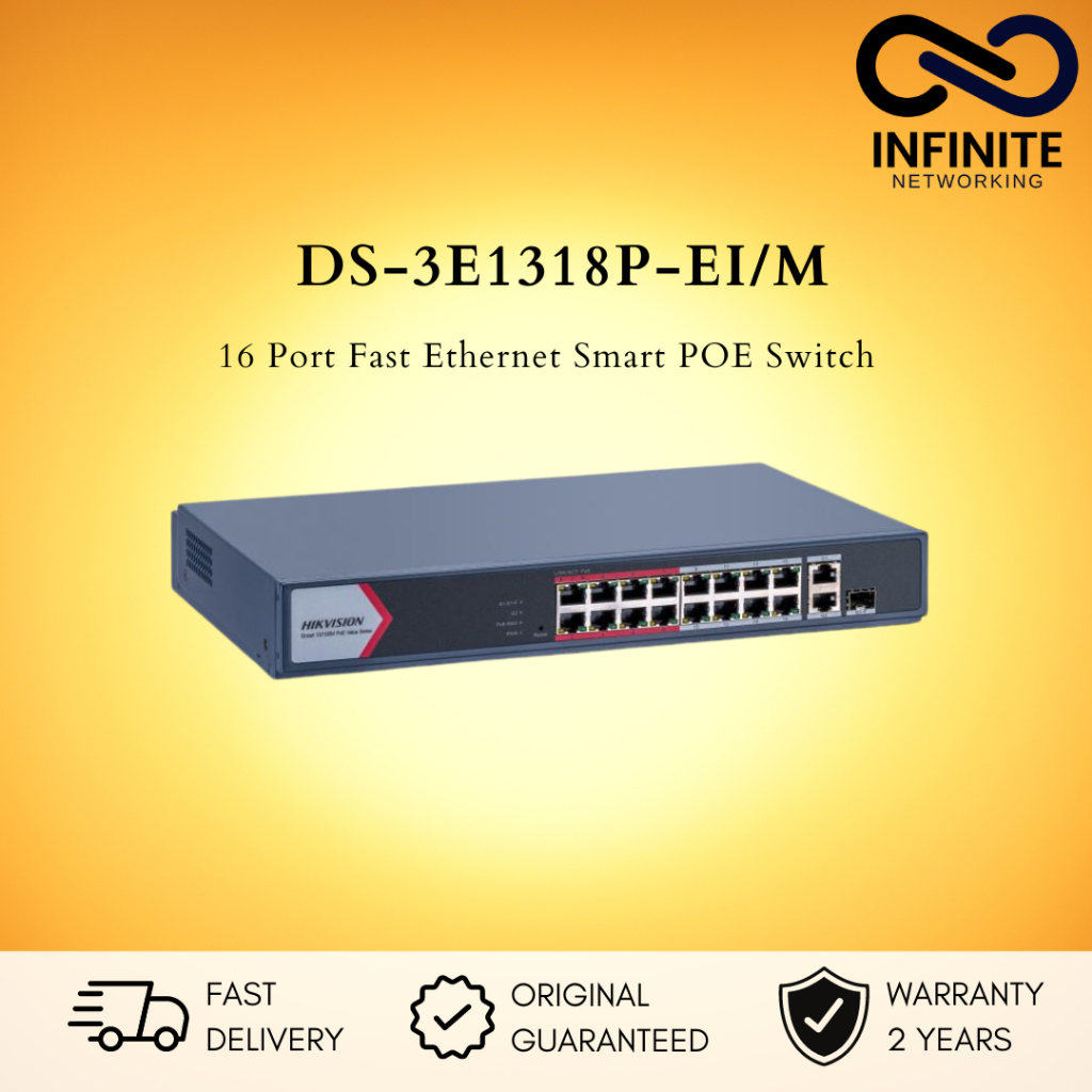 Jual HIK DS-3E1318P-EI/M 16 Port Fast Ethernet Smart POE Switch ...