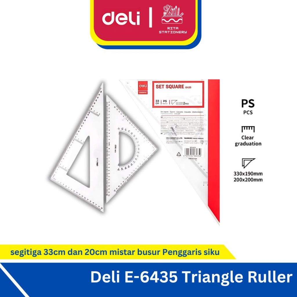 Jual Deli Triangle Ruller Penggaris segitiga Set E6435 Setara ziegler ...