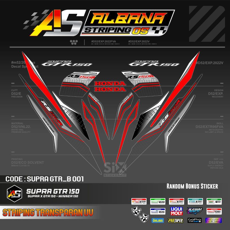 Jual STRIPING SUPRA GTR 150 TRANSPARAN/HONDA WIN 150 TRANSPARAN EDISI ...