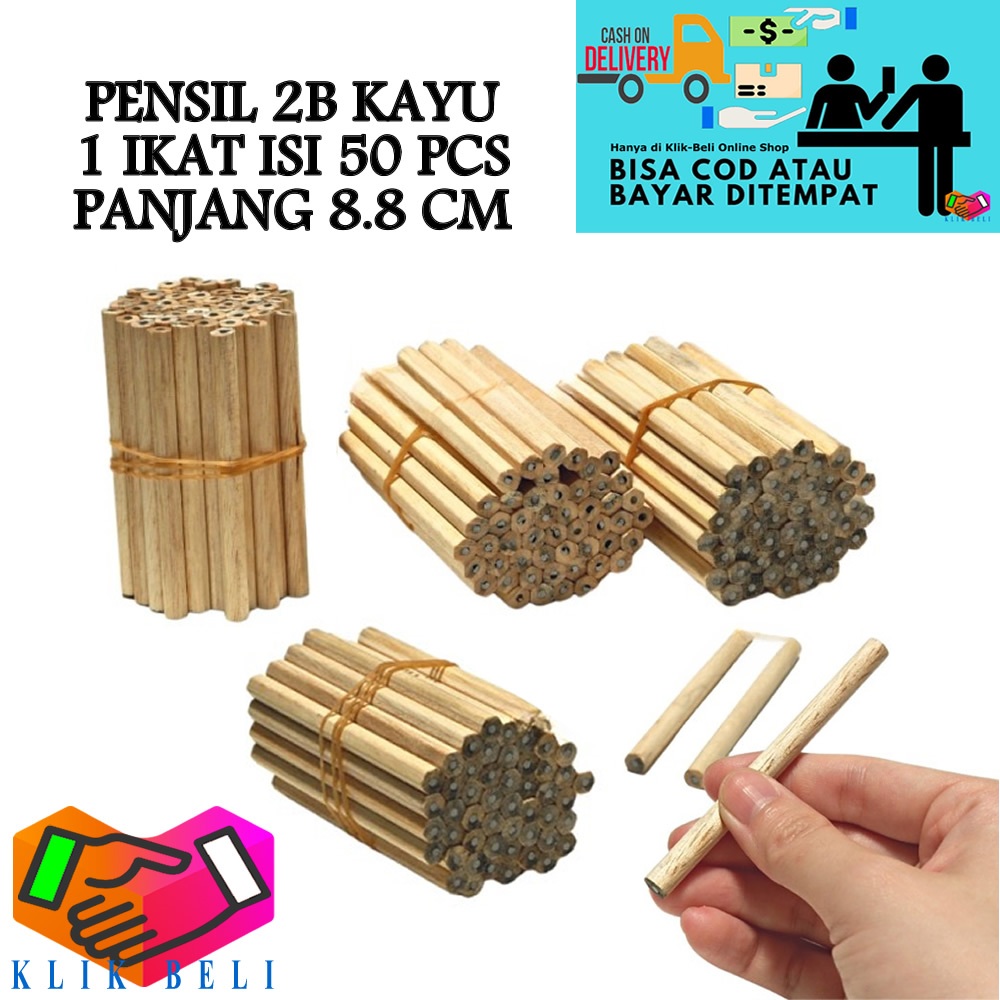 Jual (1 IKET ISI 50 PCS) Pensil 2B Kayu Pendek Polos / Pensil Mini ...