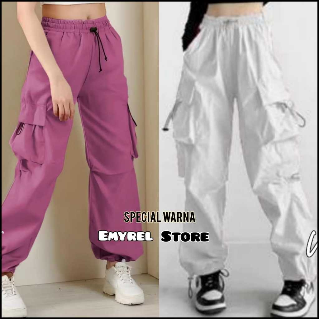 Jual Kiya Cargo Pants Wanita Highwaist Loose Korean Style Jumbo - Celana Kargo Wanita Terbaru ...