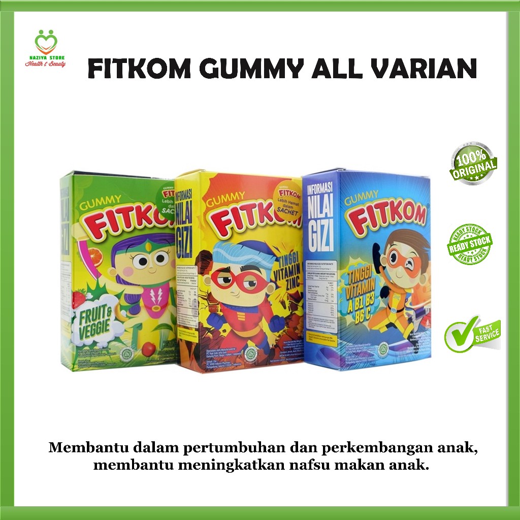 Jual FITKOM GUMMY Vit C / Vitamin A B1 B3 B6 C / Vitamin D / Fruit ...