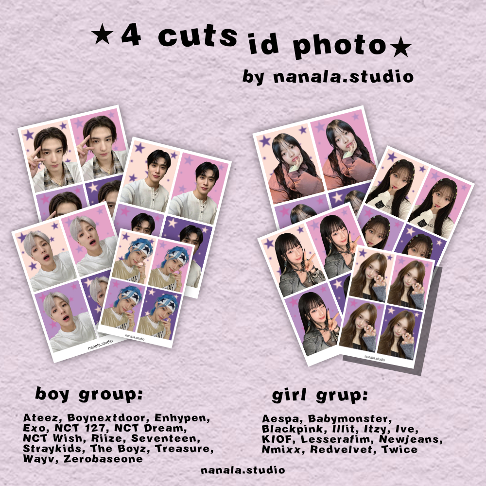 Jual 4 CUTS ID PHOTO GLITTER | id photo kpop | id photo custom by nanala.studio | Shopee Indonesia