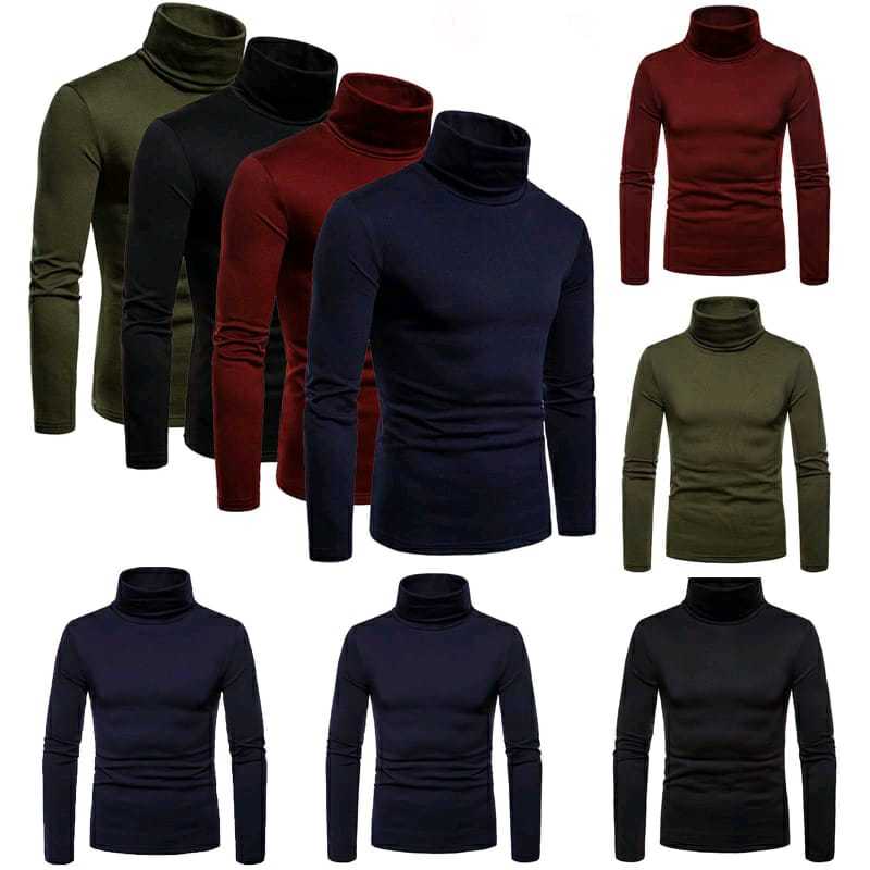 Jual Kaos Turtleneck Pria Wanita Leher Kerah Tinggi Lengan Panjang Rib Premium Turtle Neck Pria ...