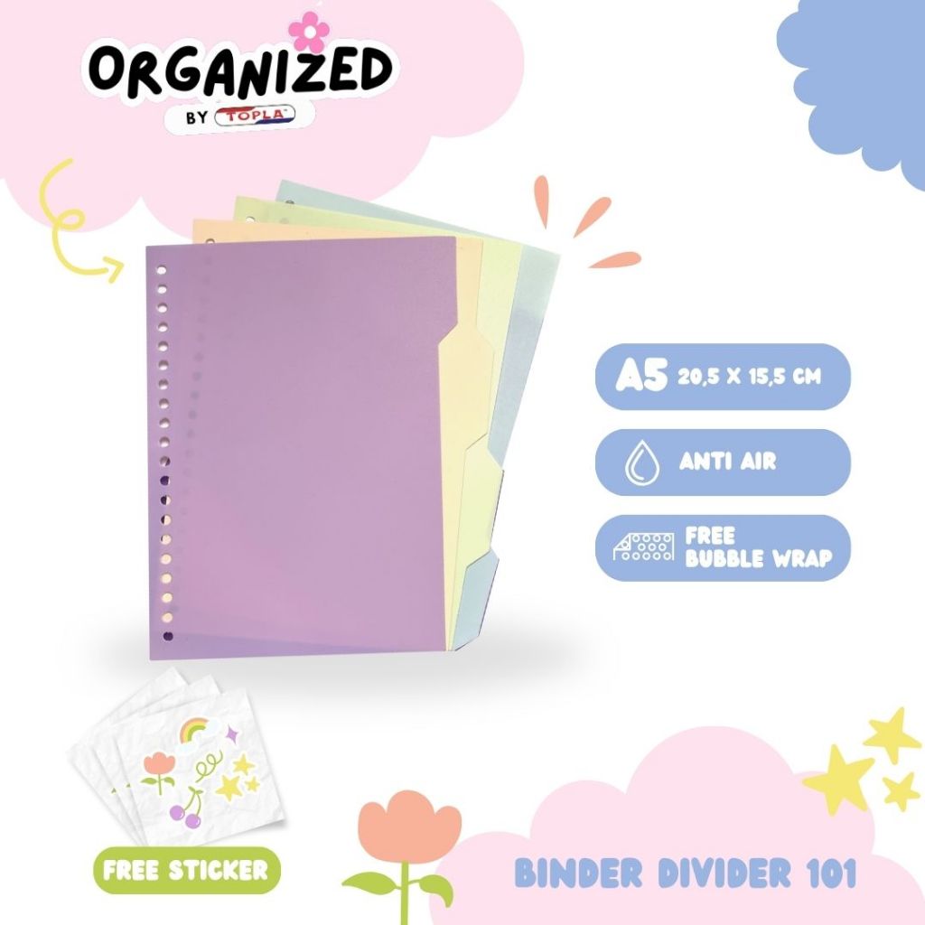 Jual Binder divider kertas pembatas binder note book ukuran A5 Topla ...