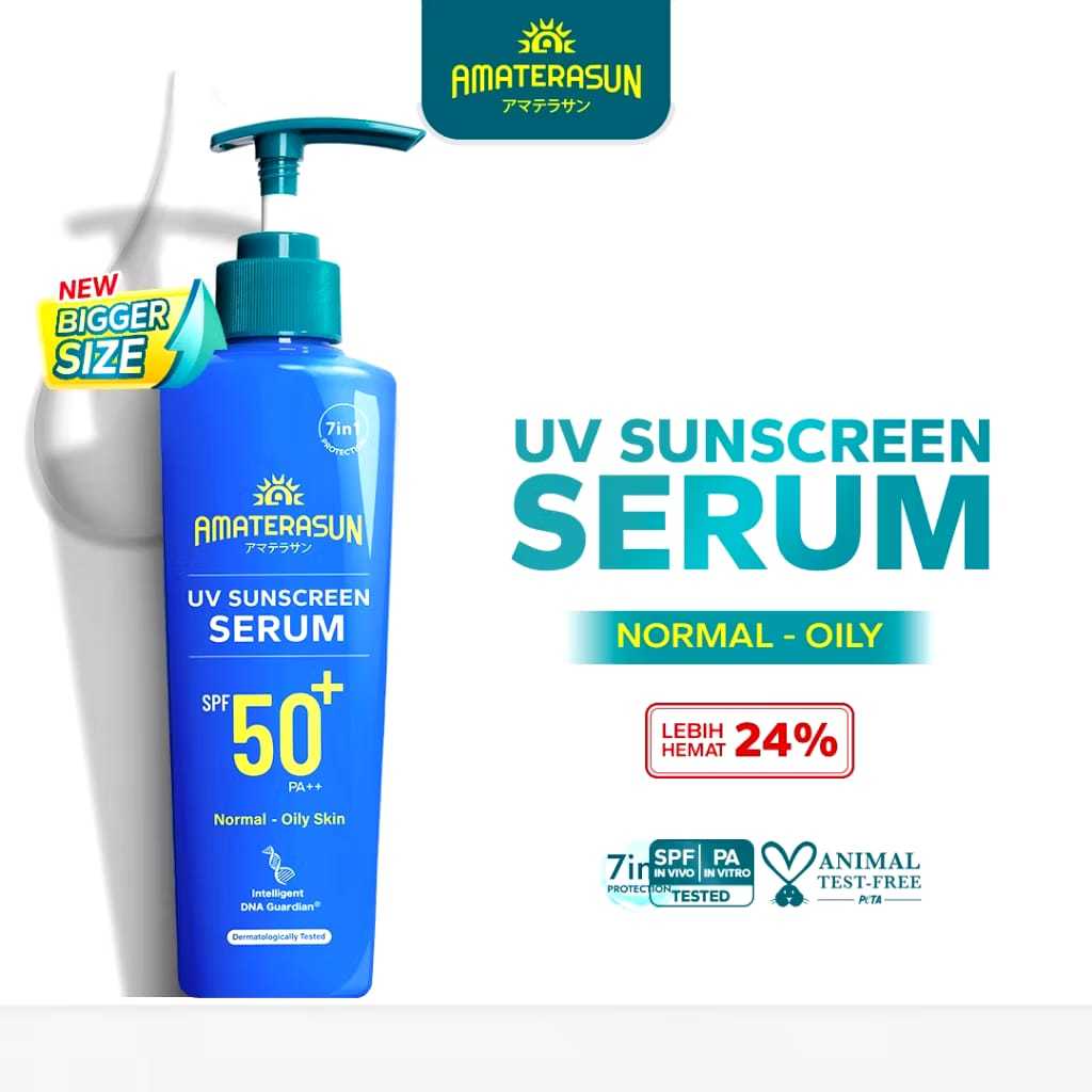 Jual AMATERASUN UV Sunscreen Serum SPF 50+ PA++ Normal - Oily Skin 240g || 50g | Shopee Indonesia