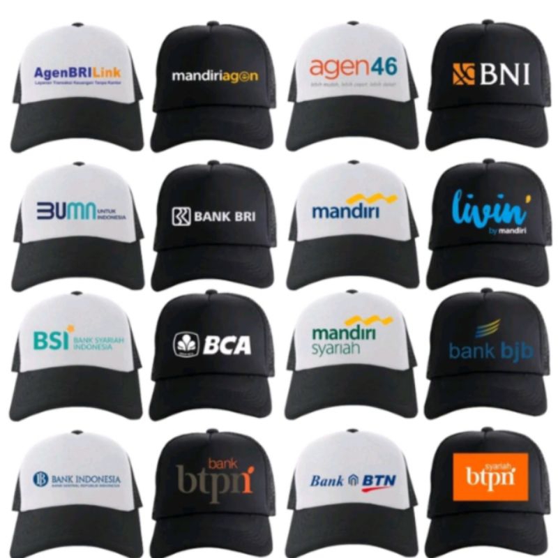 Jual custom topi trucker varian bank mandiri syariah BRI Livin BCA BUMN ...