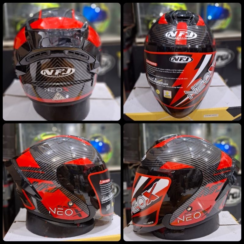 Jual NFJ NEO X MOTIF CARBON RED HELM HALF FACE | Shopee Indonesia