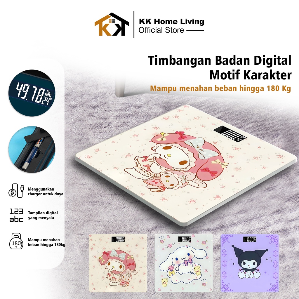 Jual (KK) Timbangan Badan Karakter Kartun Lucu Digital Kaca/Pengukur ...